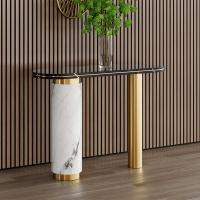 China Brass Gold Stainless Steel Console Table 1200x400x800mm Black Marble Top for sale
