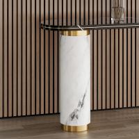 China Brass Gold Stainless Steel Console Table 1200x400x800mm Black Marble Top for sale