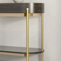 China Gold Long Marble Console Table 1200x400x850mm Stainless Steel Oak Entryway Table for sale