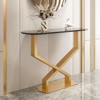 China Metal Base Genuine Marble Console Table Gold Marble Console Table for sale