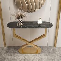 China Metal Base Genuine Marble Console Table Gold Marble Console Table for sale