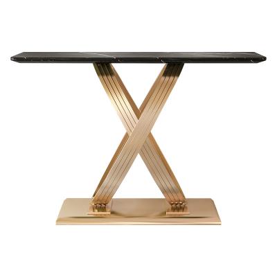 China Customized Brass And Marble Console Table Satin Finish Ss Console Table for sale