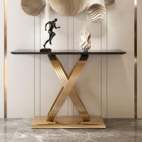 China Customized Brass And Marble Console Table Satin Finish Ss Console Table for sale