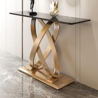 China Customized Brass And Marble Console Table Satin Finish Ss Console Table for sale