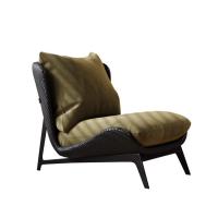 China Rattan Frame Velvet Black Arm Chair 670x670x750mm for Hotel Living Room for sale