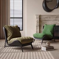 China Rattan Frame Velvet Black Arm Chair 670x670x750mm for Hotel Living Room for sale