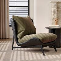 China Rattan Frame Velvet Black Arm Chair 670x670x750mm for Hotel Living Room for sale