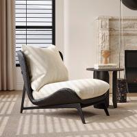 China Rattan Frame Velvet Black Arm Chair 670x670x750mm for Hotel Living Room for sale