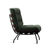 China Olive Green Velvet Armchair with Iron Legs 680x620x850mm Solid Wood Frame for sale