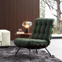 China Olive Green Velvet Armchair with Iron Legs 680x620x850mm Solid Wood Frame for sale