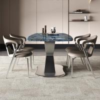 China Leather Upholstery Dining Chair with Stainless Steel Legs 950x850x930mm for sale