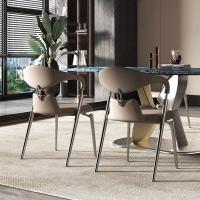 China Leather Upholstery Dining Chair with Stainless Steel Legs 950x850x930mm for sale