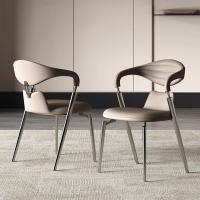 China Leather Upholstery Dining Chair with Stainless Steel Legs 950x850x930mm for sale