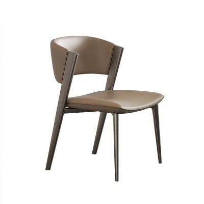 China Leather Upholstered Dining Chair Stainless Steel Legs 490x490x810mm High Back Banquet for sale