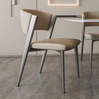 China Leather Upholstered Dining Chair Stainless Steel Legs 490x490x810mm High Back Banquet for sale