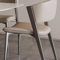 China Leather Upholstered Dining Chair Stainless Steel Legs 490x490x810mm High Back Banquet for sale