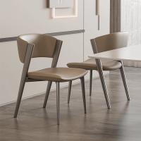 China Leather Upholstered Dining Chair Stainless Steel Legs 490x490x810mm High Back Banquet for sale