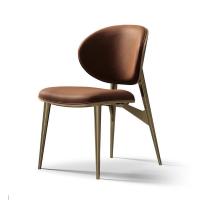 China Modern High Back Leather Dining Chair Stainless Steel Legs 600x490x790mm for sale