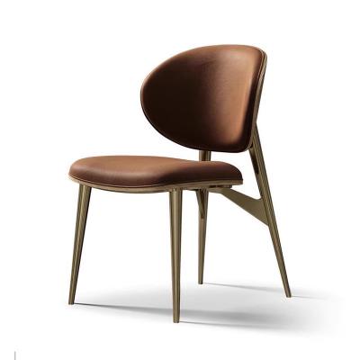 China Modern High Back Leather Dining Chair Stainless Steel Legs 600x490x790mm for sale