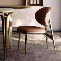 China Modern High Back Leather Dining Chair Stainless Steel Legs 600x490x790mm for sale