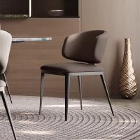 China Gun Black Stainless Steel Dining Chair 520x460x800mm Leather Upholstery Banquet Chair for Hotels for sale