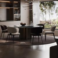 China Gun Black Stainless Steel Dining Chair 520x460x800mm Leather Upholstery Banquet Chair for Hotels for sale