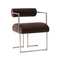 China Stainless Steel Upholstered Dining Armchair 600x500x725mm Fabric Banquet Chair for sale