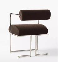 China Stainless Steel Upholstered Dining Armchair 600x500x725mm Fabric Banquet Chair for sale