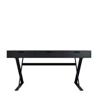 China Customized Oak Wood Study Table Black Office Desk with Drawers 1500x600x750mm for sale