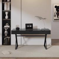 China Customized Oak Wood Study Table Black Office Desk with Drawers 1500x600x750mm for sale