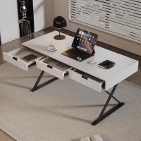 China Customized Oak Wood Study Table Black Office Desk with Drawers 1500x600x750mm for sale