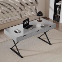 China Customized Oak Wood Study Table Black Office Desk with Drawers 1500x600x750mm for sale