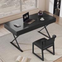 China Customized Oak Wood Study Table Black Office Desk with Drawers 1500x600x750mm for sale