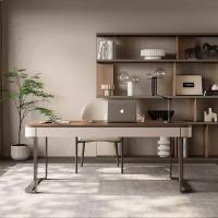 China Customized Wood And Metal Writing Desk With Lacquer Finish Solid Study Table for sale