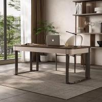 China Customized Wood And Metal Writing Desk With Lacquer Finish Solid Study Table for sale