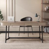 China Iron Leg Solid Oak Writing Table Lacquer Finish Wooden Office Table for sale