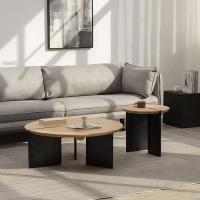 China Natural Oak Round Coffee Table 900mm Diameter Solid Wood Center Table for Living Room for sale