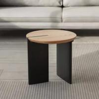 China Natural Oak Round Coffee Table 900mm Diameter Solid Wood Center Table for Living Room for sale