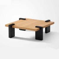 China Natural Oak Square Coffee Table 1020x900x320mm Solid Wood Metal Legs for sale