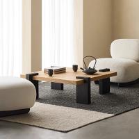 China Natural Oak Square Coffee Table 1020x900x320mm Solid Wood Metal Legs for sale