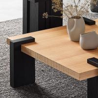China Natural Oak Square Coffee Table 1020x900x320mm Solid Wood Metal Legs for sale