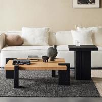 China Natural Oak Square Coffee Table 1020x900x320mm Solid Wood Metal Legs for sale