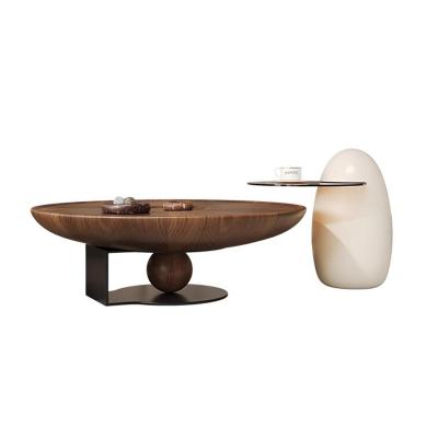 China Oak Veneer Central Round Coffee Table 1000mm Natural Wood Top Metal Legs for sale