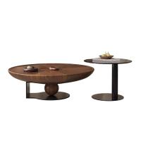China Oak Veneer Central Round Coffee Table 1000mm Natural Wood Top Metal Legs for sale