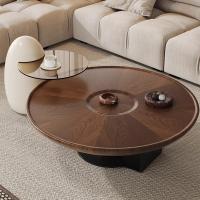 China Oak Veneer Central Round Coffee Table 1000mm Natural Wood Top Metal Legs for sale