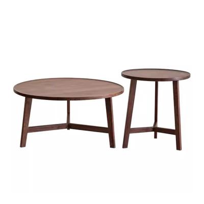 China Oak Veneer Round Coffee Table Set Natural Wood Top Solid Legs 800mm 400mm Living Room Hotel for sale