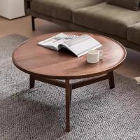 China Oak Veneer Round Coffee Table Set Natural Wood Top Solid Legs 800mm 400mm Living Room Hotel for sale