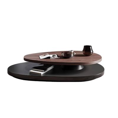 China Oak Dark Wood Oval Coffee Table with Storage 1300x800x320mm for Living Room Hotel for sale