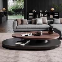 China Oak Dark Wood Oval Coffee Table with Storage 1300x800x320mm for Living Room Hotel for sale