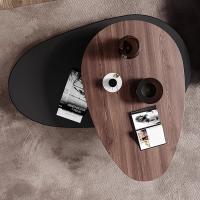 China Oak Dark Wood Oval Coffee Table with Storage 1300x800x320mm for Living Room Hotel for sale